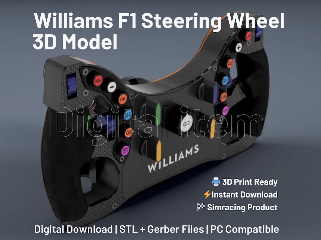 Williams F1 Steering Wheel 3D Model: Sim Racing DIY Project *digital ...