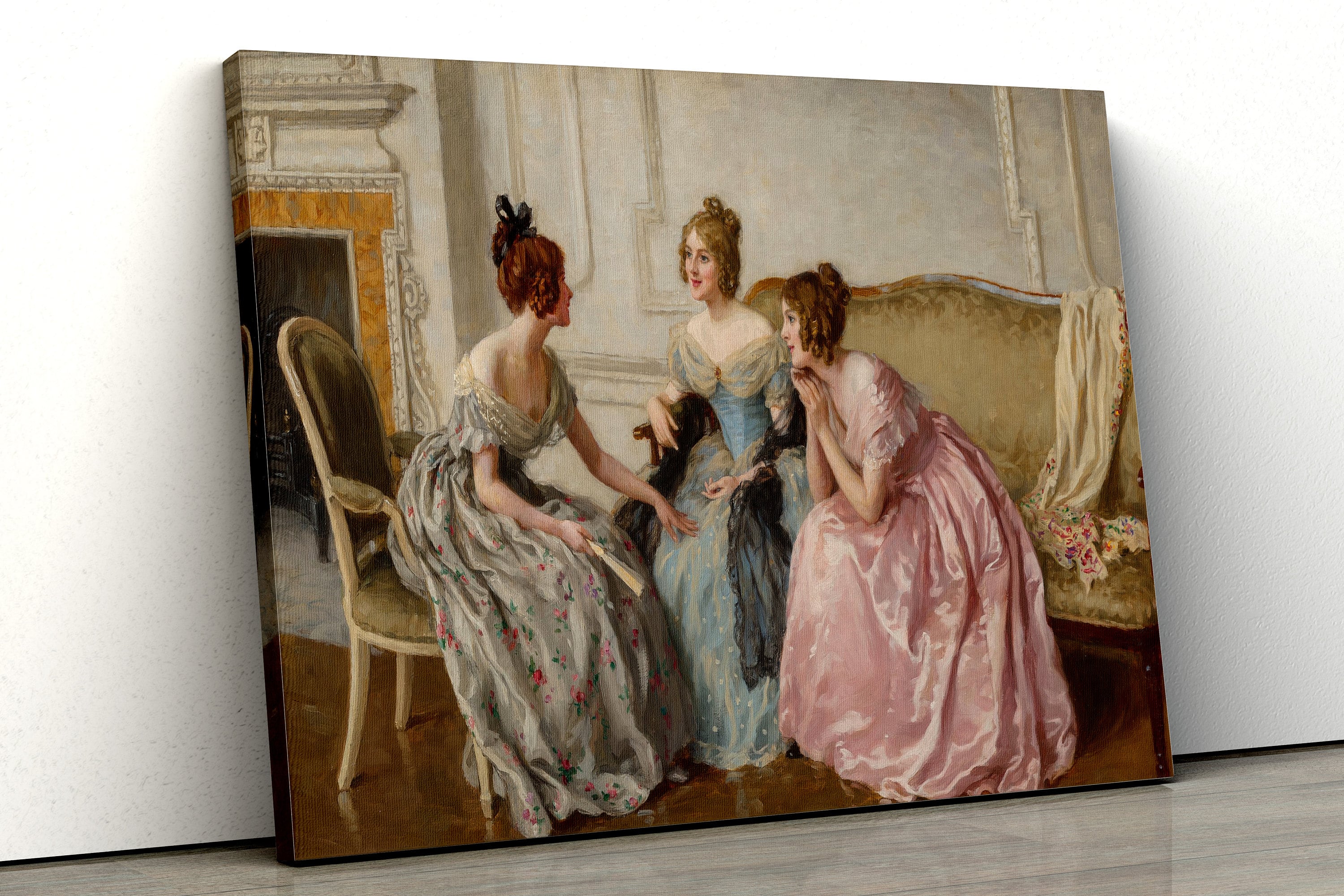 Three Victorian Women Sharing Gossip,a Day's Gossip Girls,antique ...