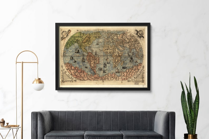 1565 Known World Map and of the Americas by Gastaldi Bertelli,vintage ...
