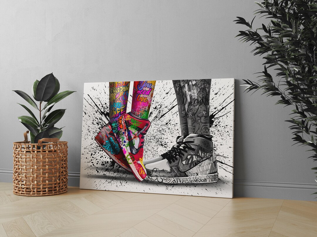 Framed Jordan Shoe Picture, Air Jordan Shoes Canvas, Love Poster, Urban ...