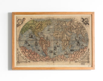 1565 Known World Map and of the Americas by Gastaldi Bertelli Vintage ...