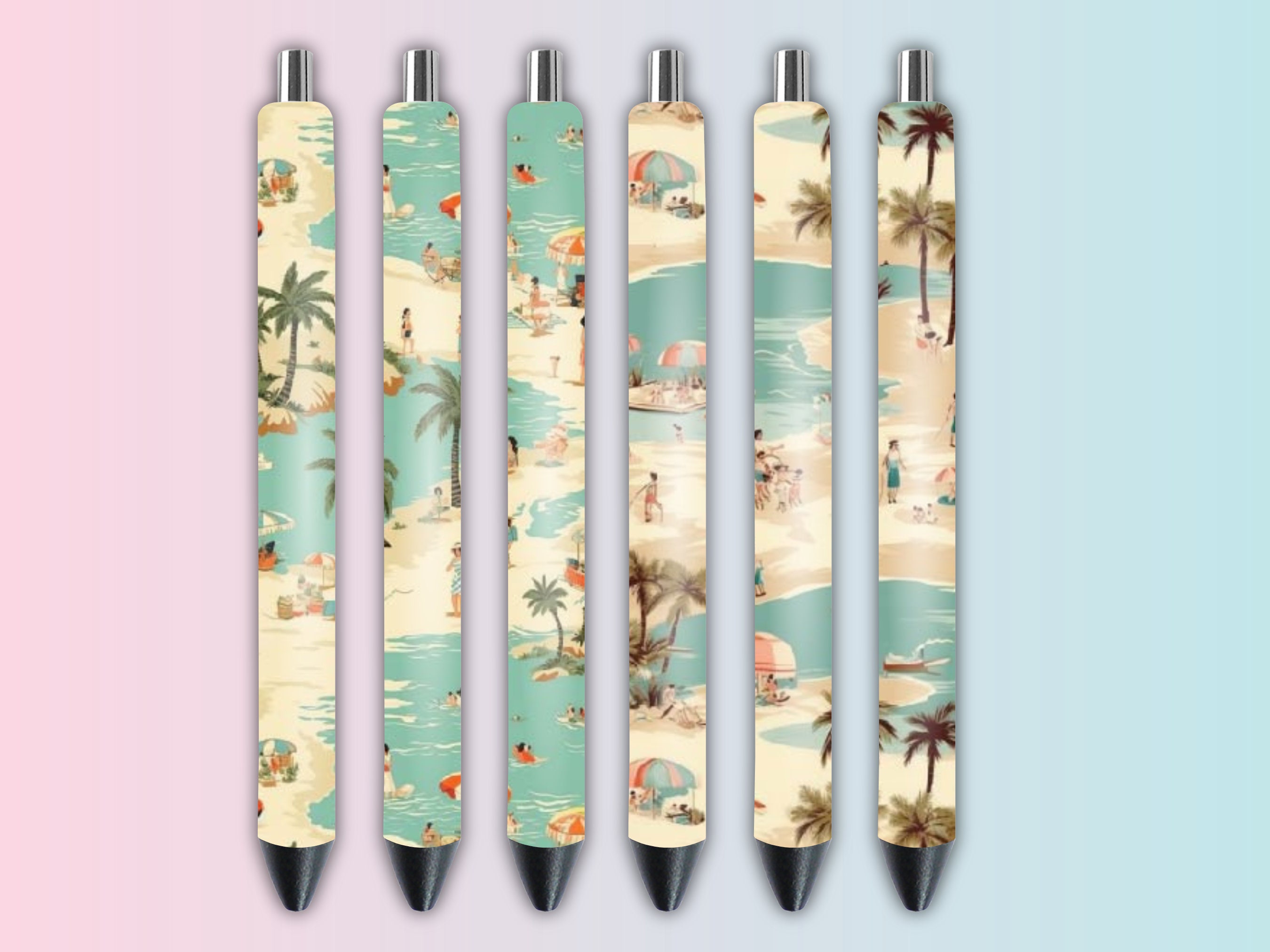Vintage Beach Pen Wraps, Pen Wrap Bundle, Pen Wrap Sublimation Designs ...