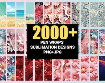 35 Watercolor Floral PNG Pen Wrap Bundle, Pen Wrap Sublimation Designs ...
