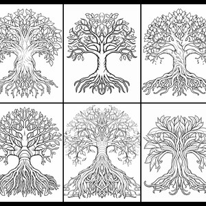 50 Tree Root Coloring Pages, Stress Relieve Mandalas, Printable ...
