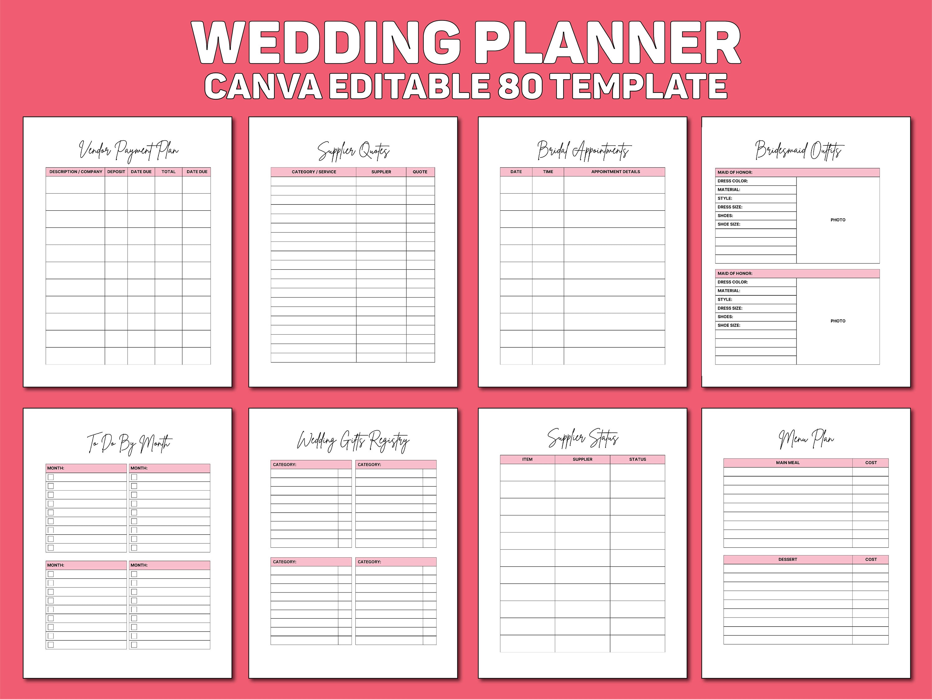 Wedding Planner Printable Printable Wedding Planner Pages Wedding Plan ...