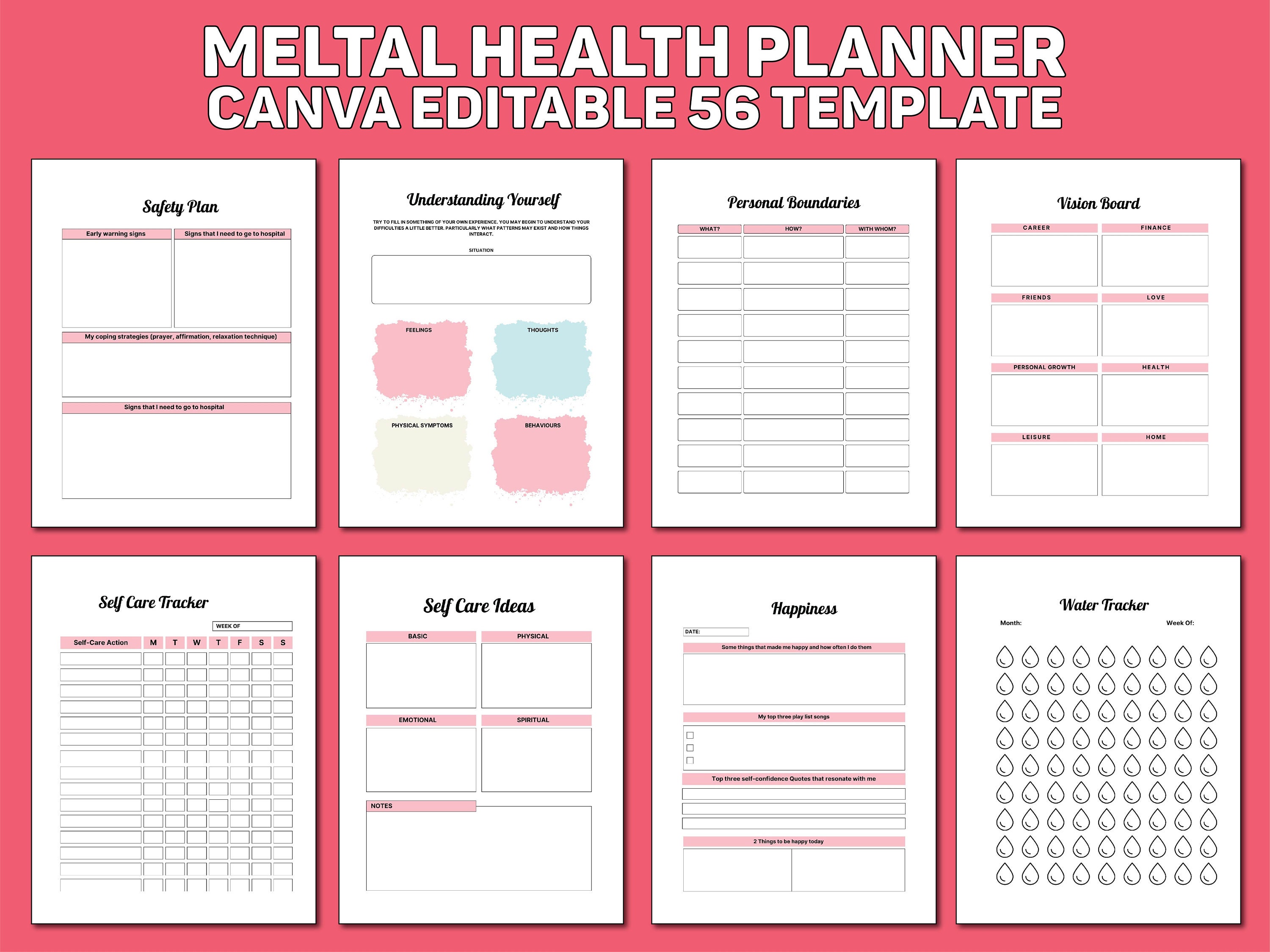 Mental Health Journal, Printable Mental Health Planner, Anxiety Mood ...