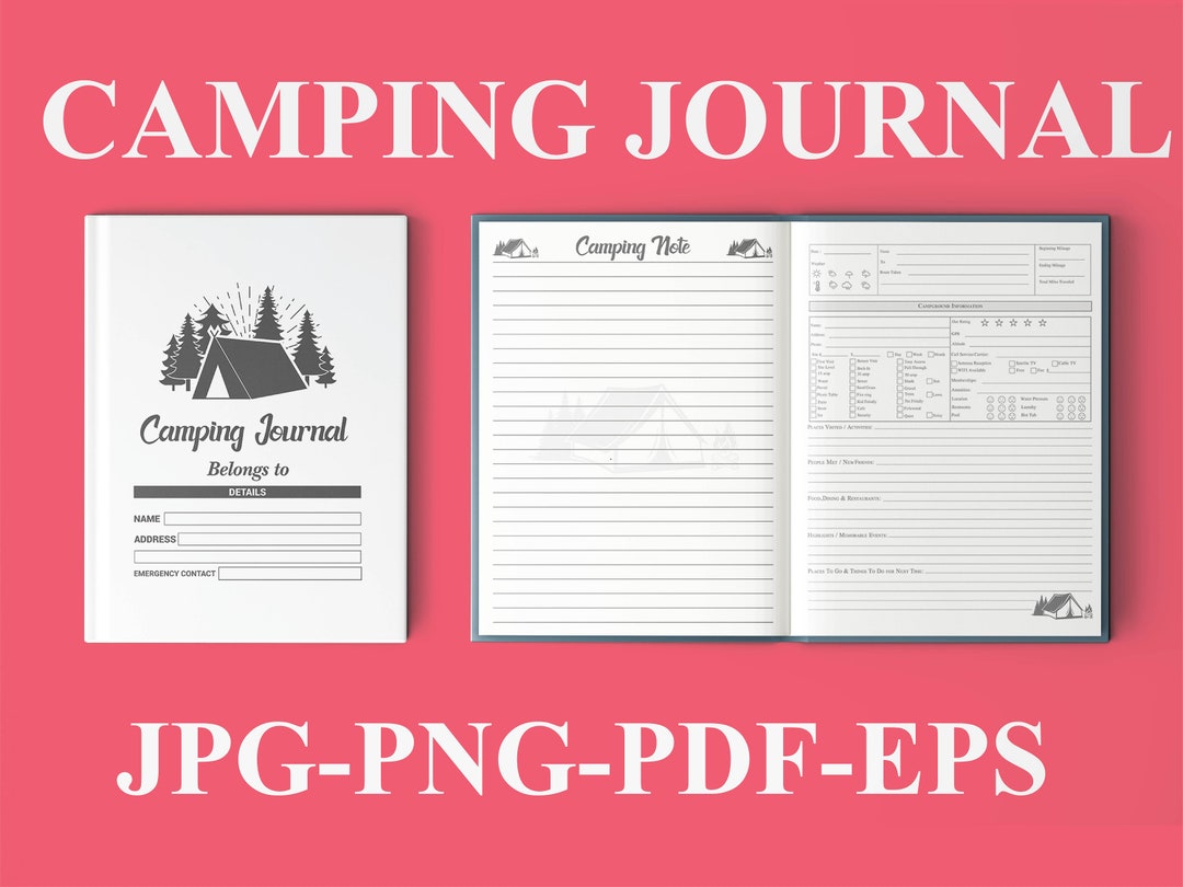 Camping Journal KDP Interior Template 8.5"x11" Inches 120 Page Ready to ...