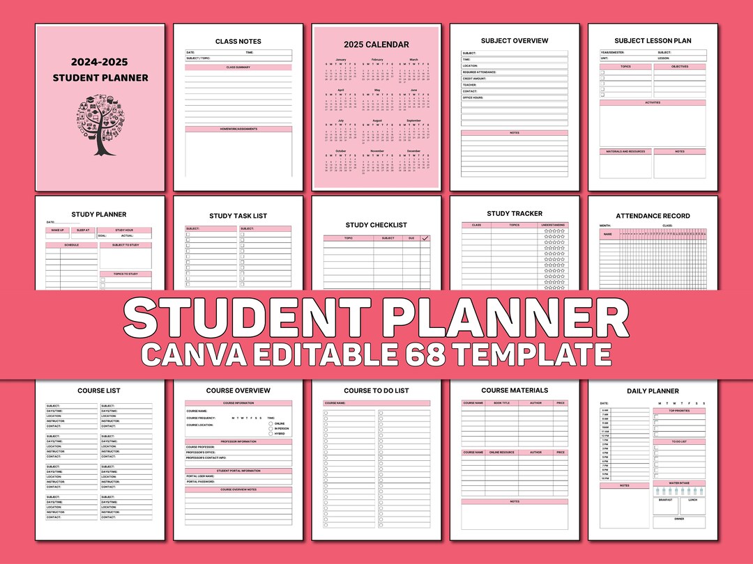 Printable Student Planner | College Student Planner| Academic Planner ...