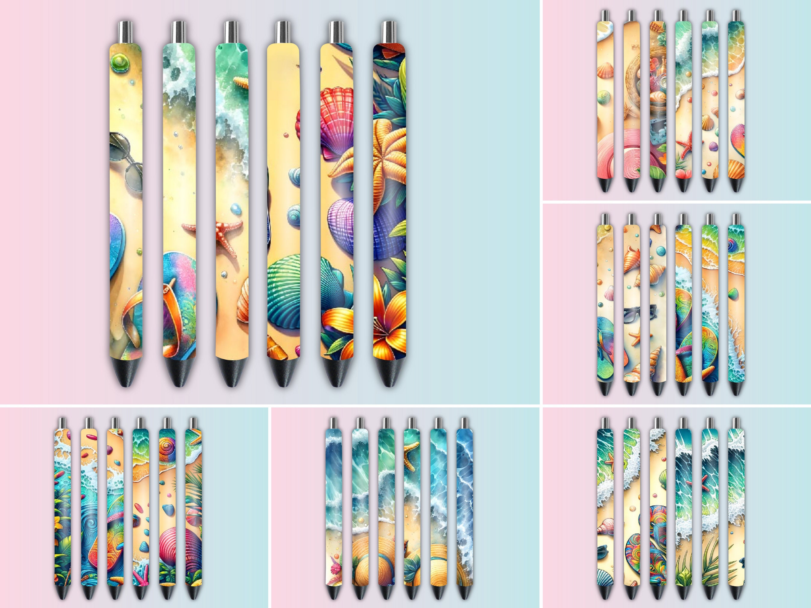 Summer Beach Pen Wraps, Pen Wrap Bundle, Pen Wrap Sublimation Designs ...