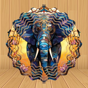 Stained Glass Elephant Elegance Wind Spinner, Wind Spinner PNG, Wind ...