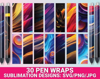 Pen Wrap Sublimation Design Bundle, Ink Joy Pen Wrap, Pen Waterslide ...