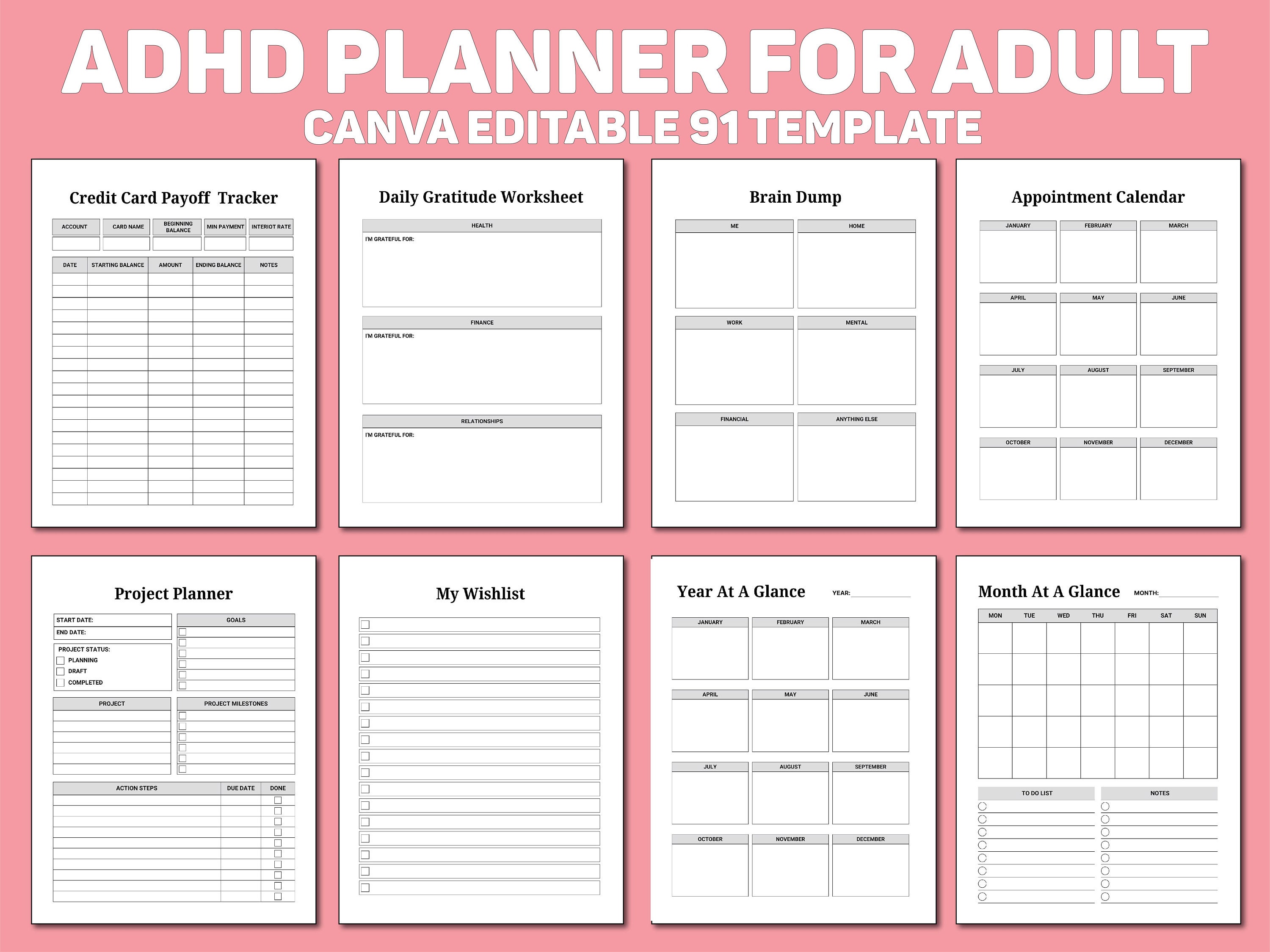 ADHD Planner Adult Printable Adhd Productivity Journal ADHD Journal ...