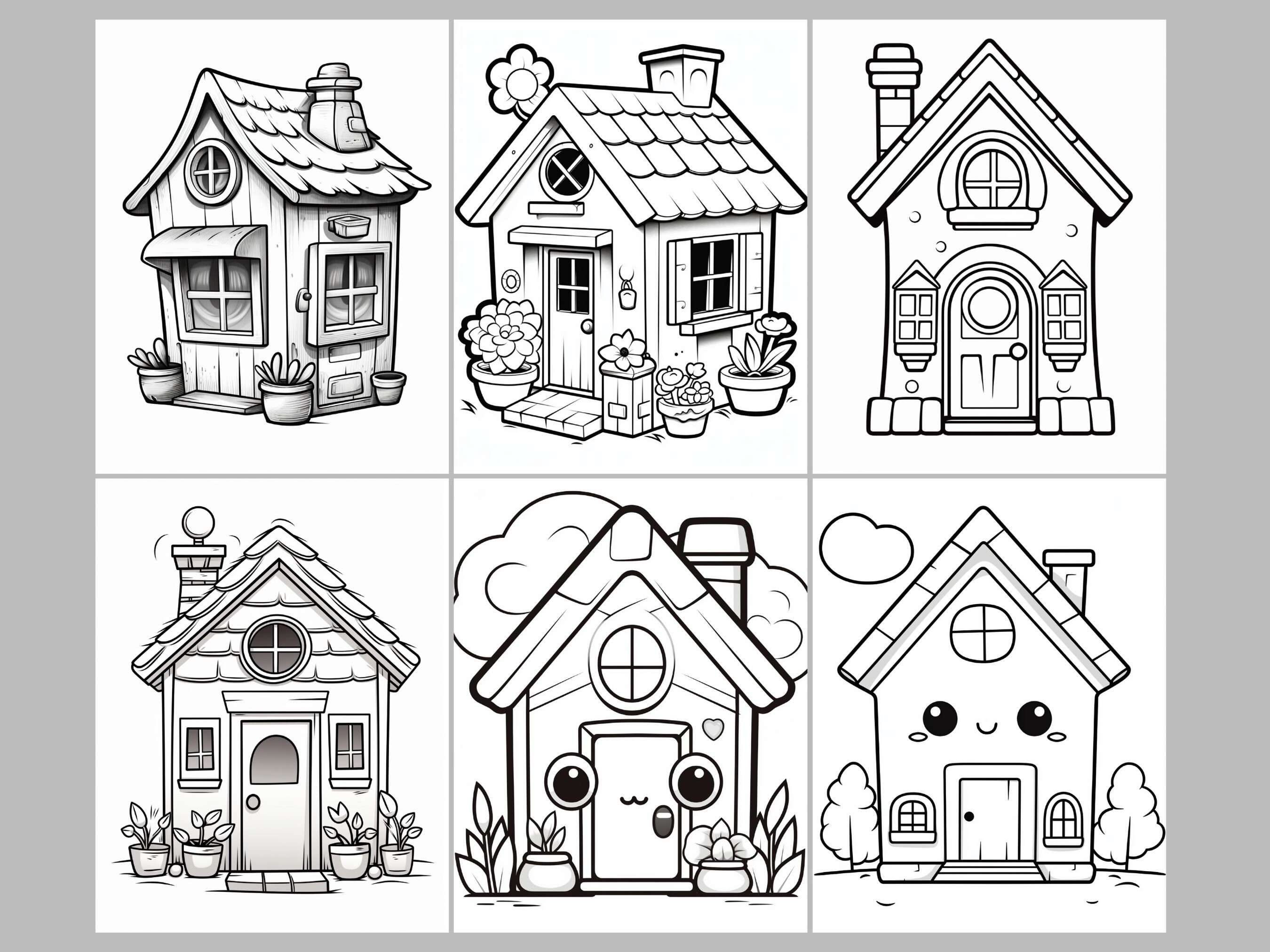 50 Kawaii Tiny Houses Coloring Book, Coloring Pages to Relax and Unwind ...
