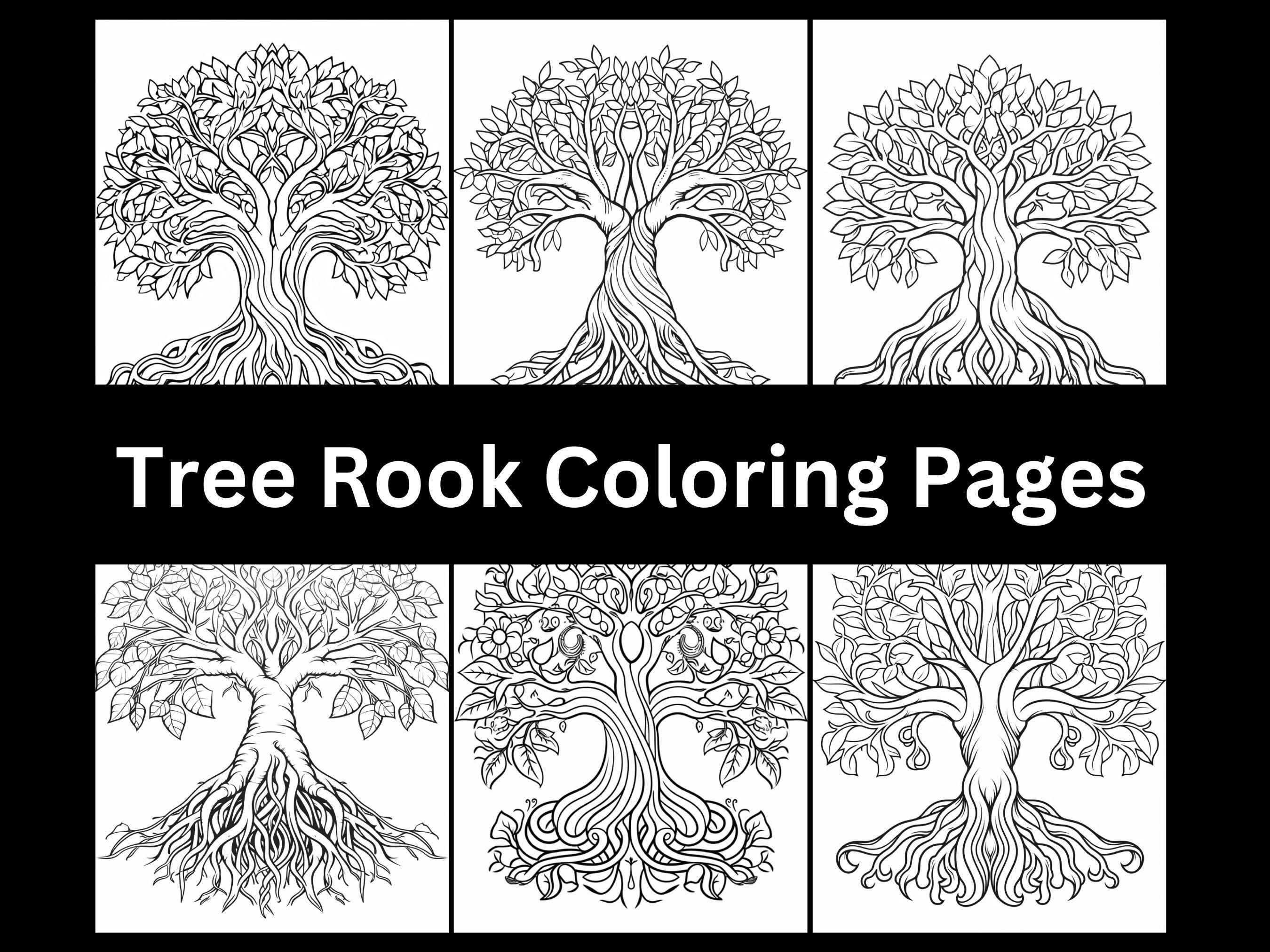 50 Tree Root Coloring Pages, Adult Coloring Pages, Stress Relieve ...