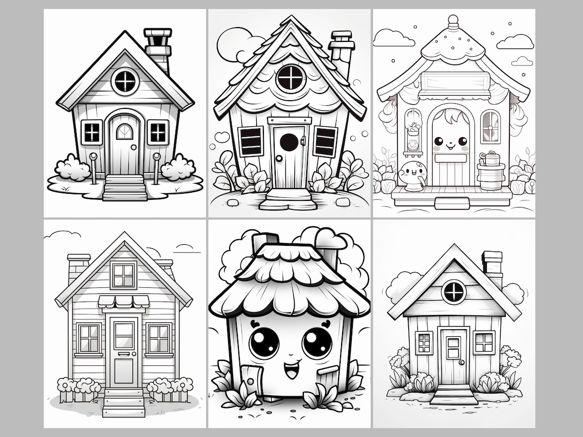 50 Kawaii Tiny Houses Coloring Book, Coloring Pages to Relax and Unwind ...
