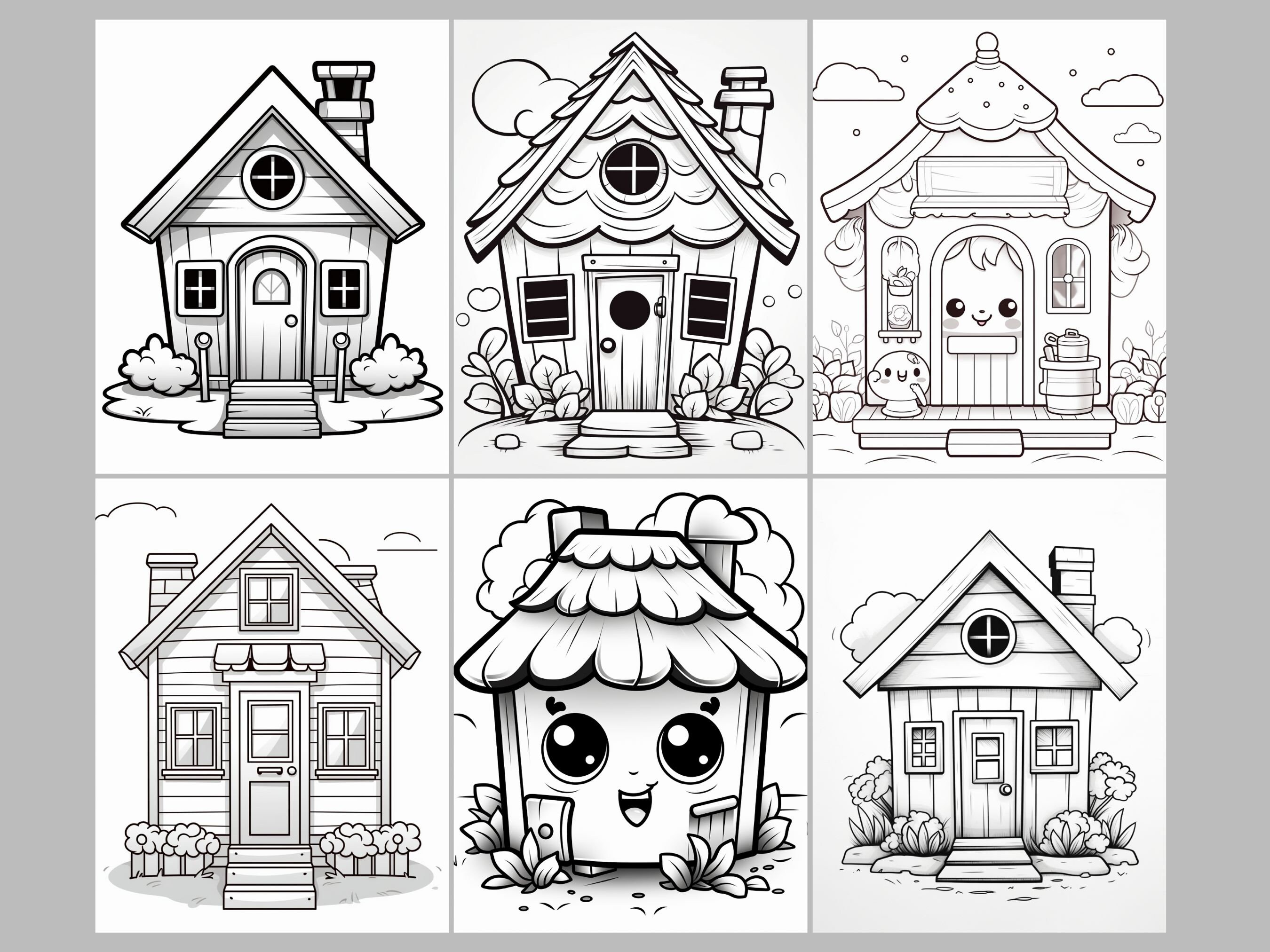 50 Kawaii Tiny Houses Coloring Book, Coloring Pages to Relax and Unwind ...