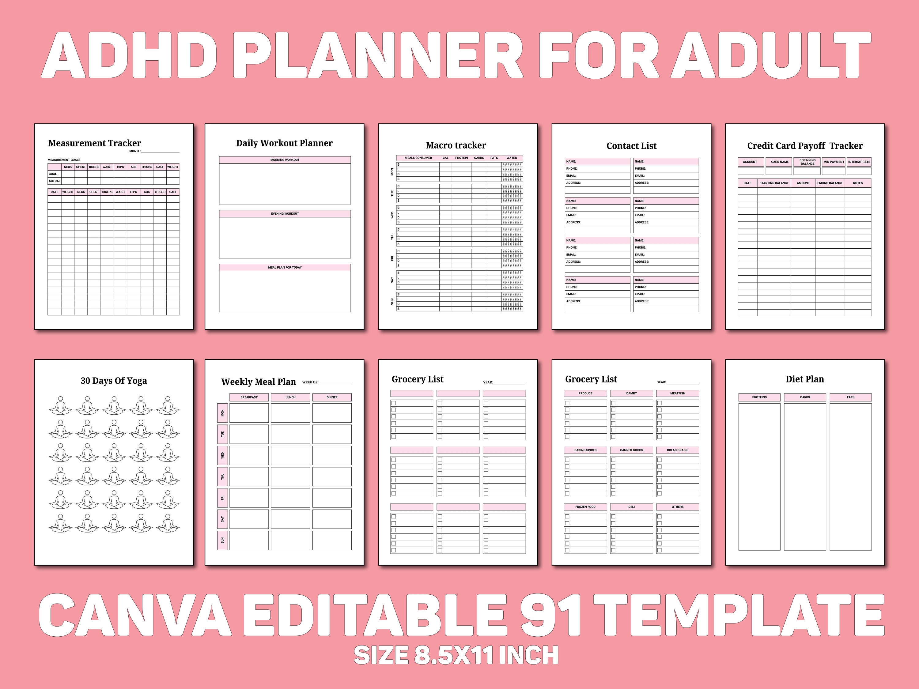 ADHD Planner Adult Printable Adhd Productivity Journal ADHD Journal ...