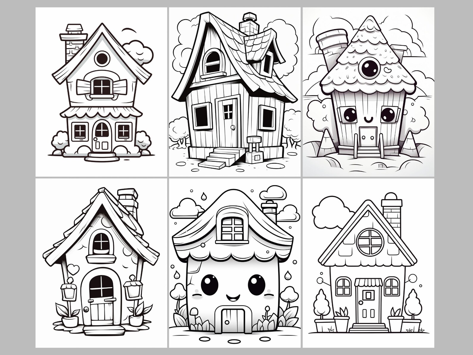 50 Kawaii Tiny Houses Coloring Book, Coloring Pages to Relax and Unwind ...