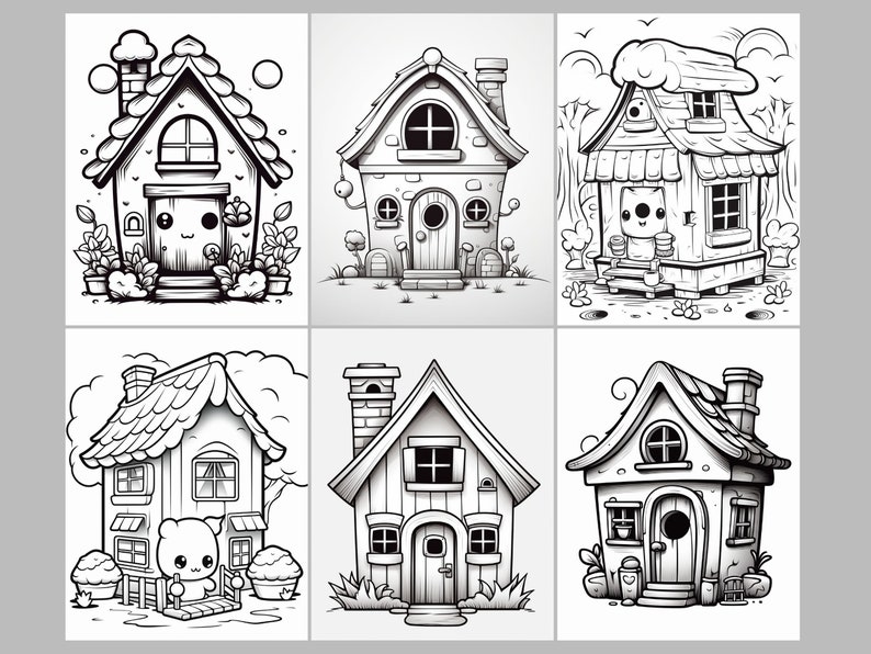50 Kawaii Tiny Houses Coloring Book, Coloring Pages to Relax and Unwind ...