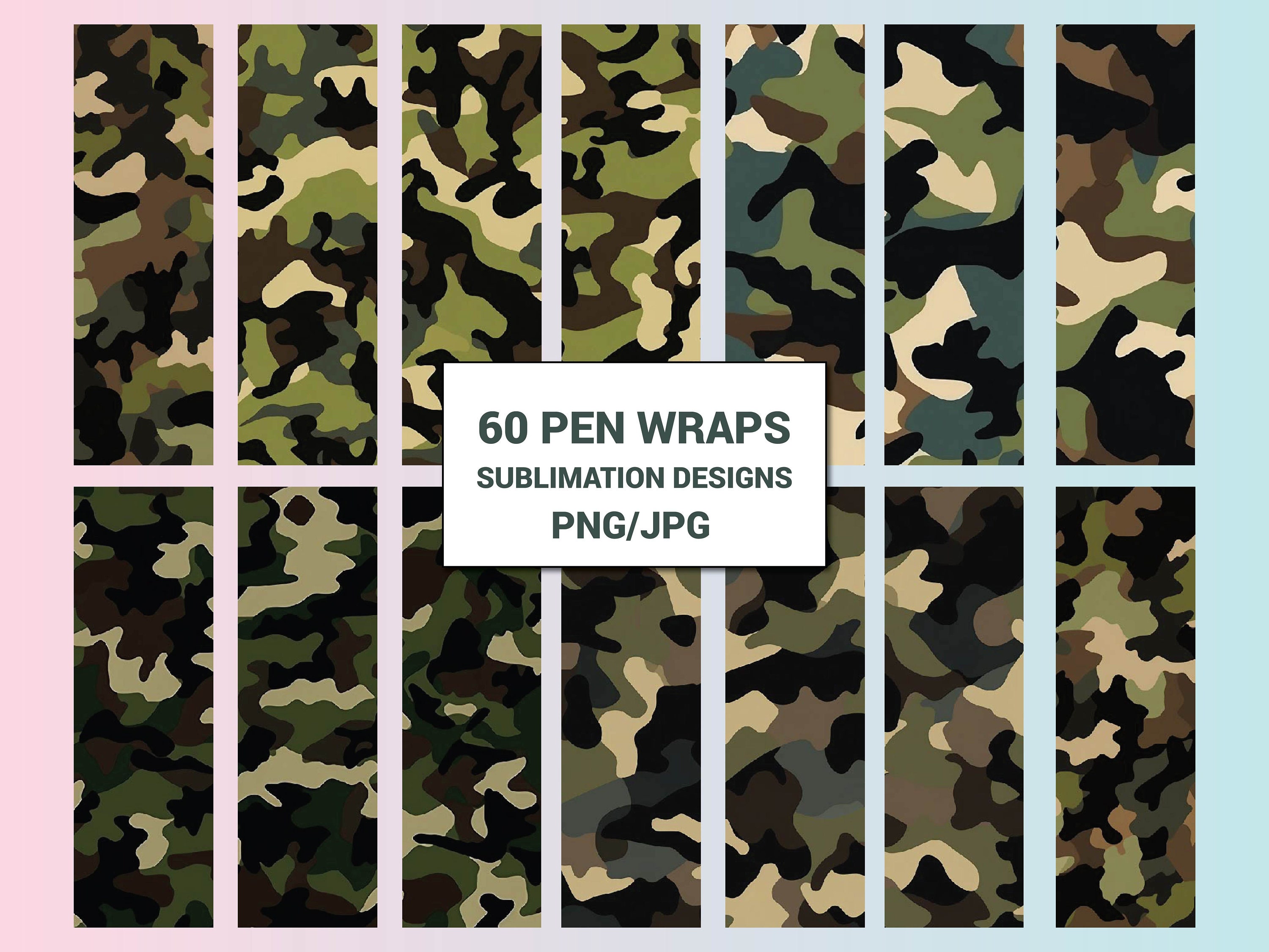 60 Military Camouflage Patterns PNG Pen Wrap Bundle, Pen Wrap ...