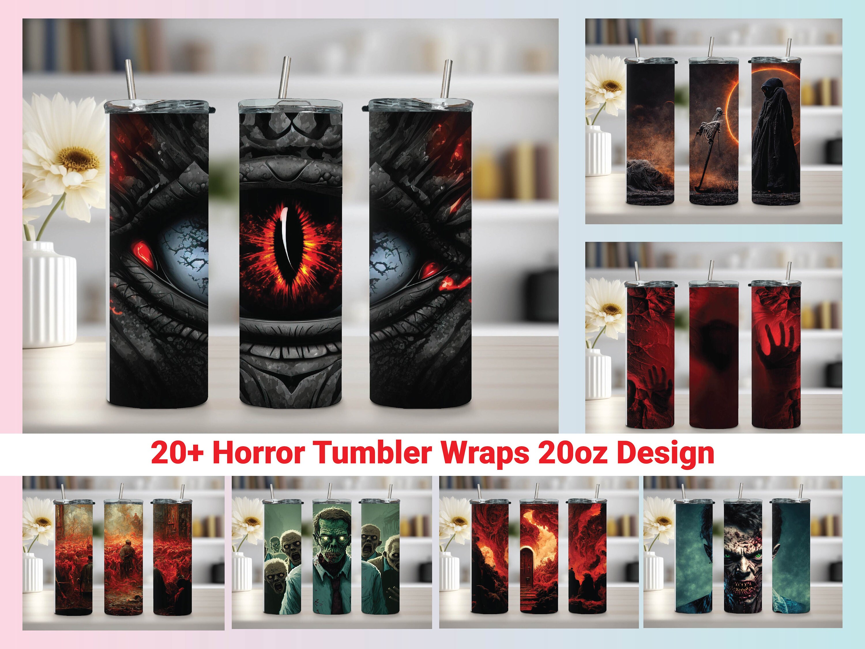 20 Designs, Horror Tumbler Design Bundle, 20oz Tumblers, Tumbler ...