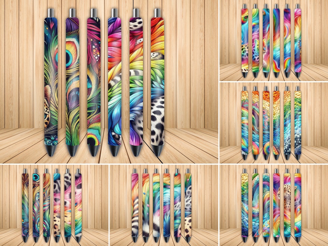 Rainbow Animal Print Pattern Pen Wraps, Pen Wrap Bundle, Pen Wrap ...