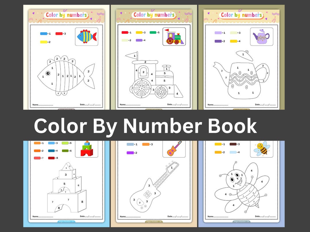 60+ Color by Number Kids Printable Worksheets, Multiple Theme Coloring ...