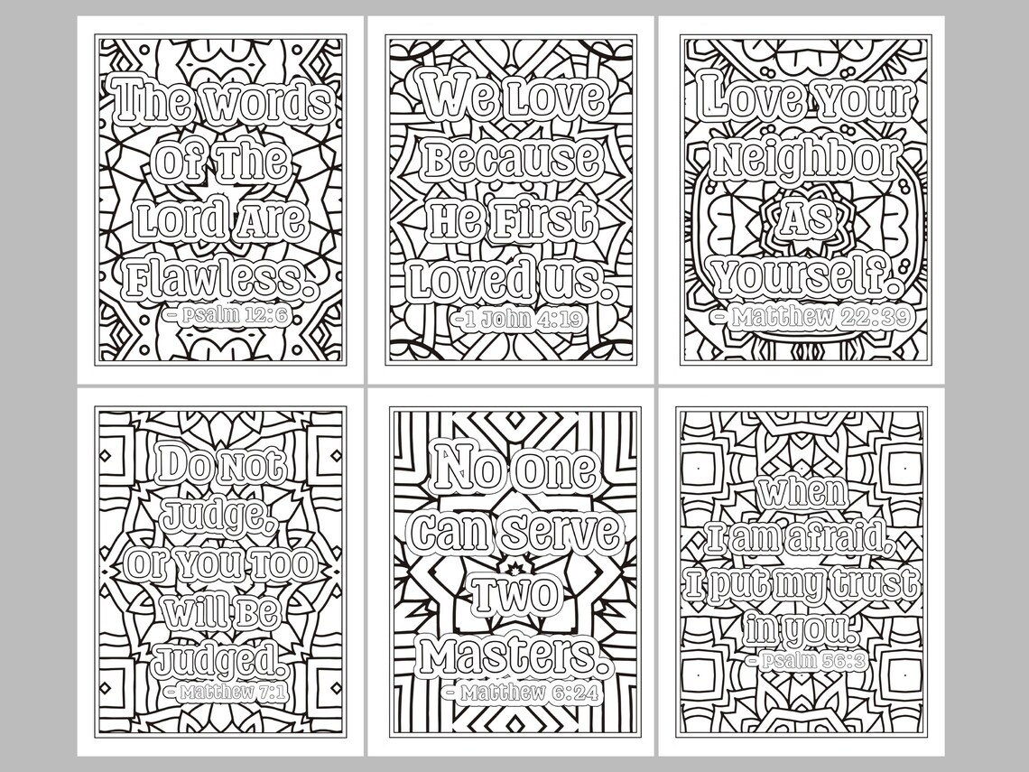 20 Bible Verse Coloring Pages, Faith Based Coloring Book, Bible Verse ...