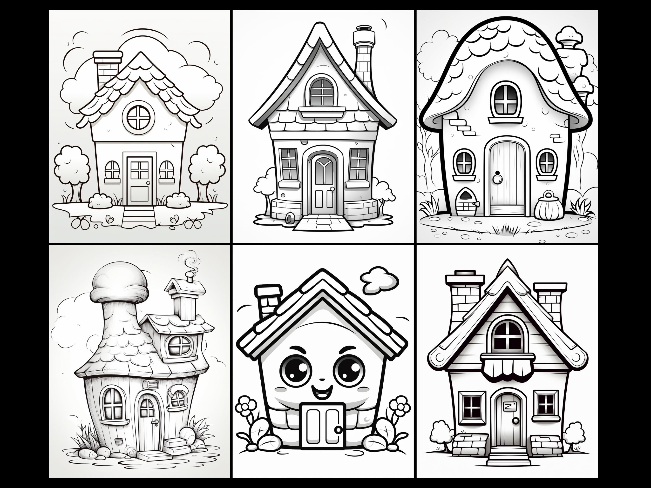 60 Kawaii Tiny Houses Coloring Book, Coloring Pages & 8 Covers to Relax ...