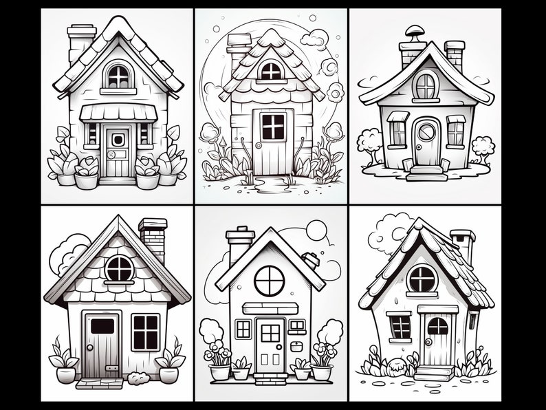 60+ Kawaii Tiny Houses Coloring Book, Coloring Pages & 8 Covers to ...