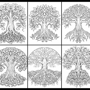 50 Tree Root Coloring Pages, Adult Coloring Pages, Stress Relieve ...