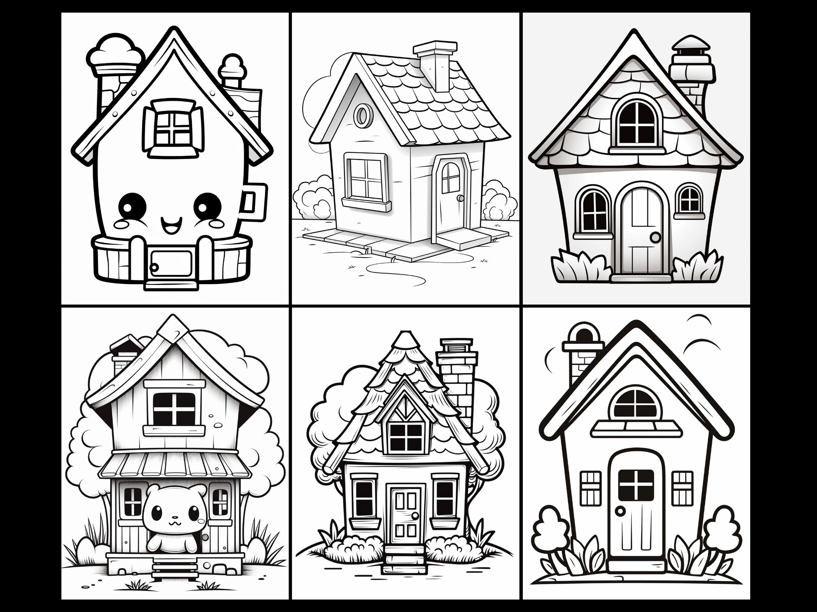 60+ Kawaii Tiny Houses Coloring Book, Coloring Pages & 8 Covers to ...