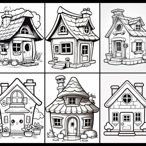 60+ Kawaii Tiny Houses Coloring Book, Coloring Pages & 8 Covers to ...