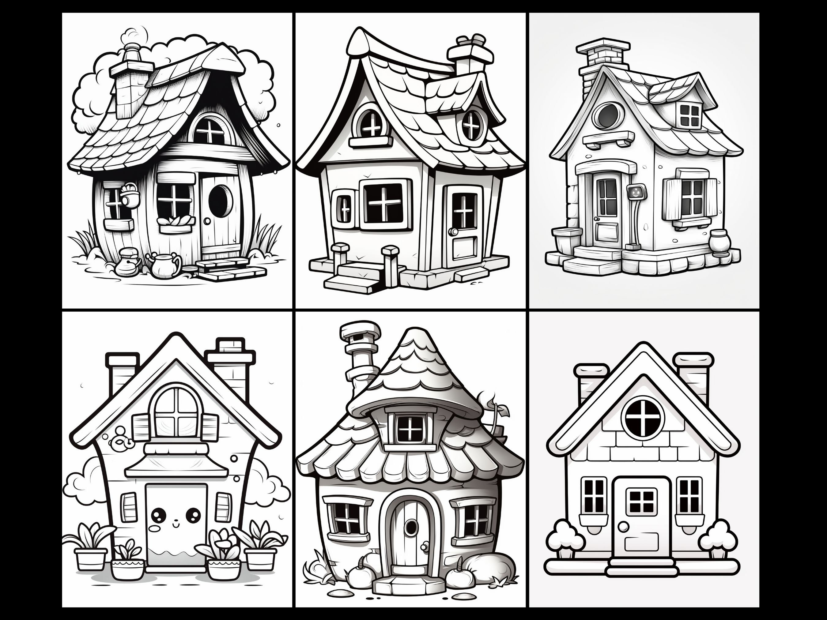 60 Kawaii Tiny Houses Coloring Book, Coloring Pages & 8 Covers to Relax ...
