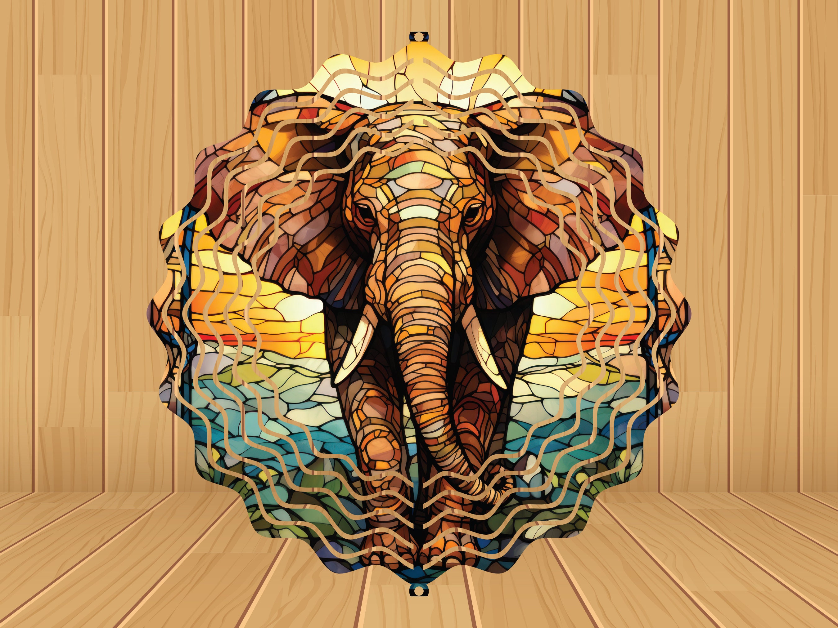 Stained Glass Elephant Elegance Wind Spinner, Wind Spinner PNG, Wind ...