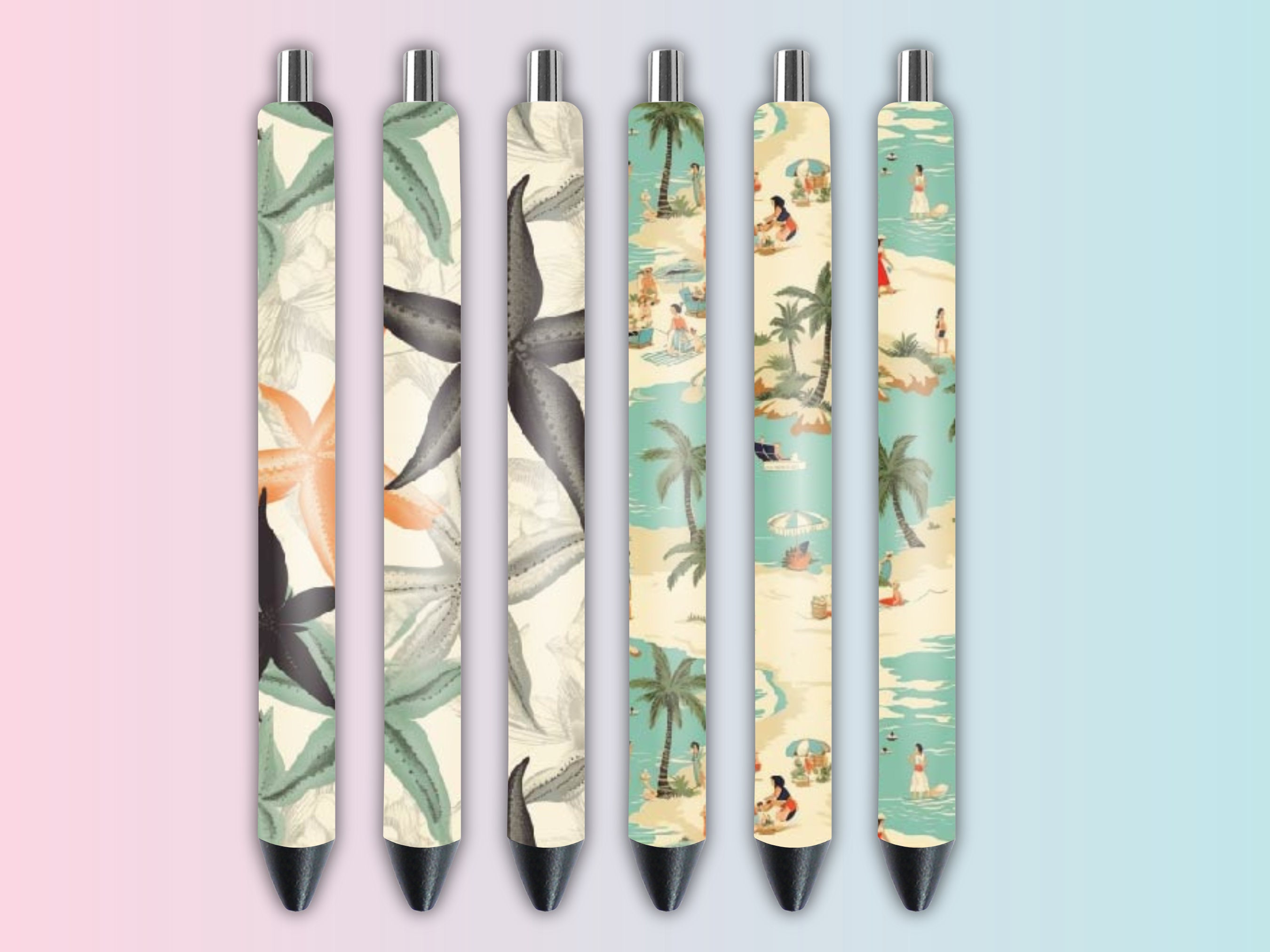 Vintage Beach Pen Wraps, Pen Wrap Bundle, Pen Wrap Sublimation Designs ...