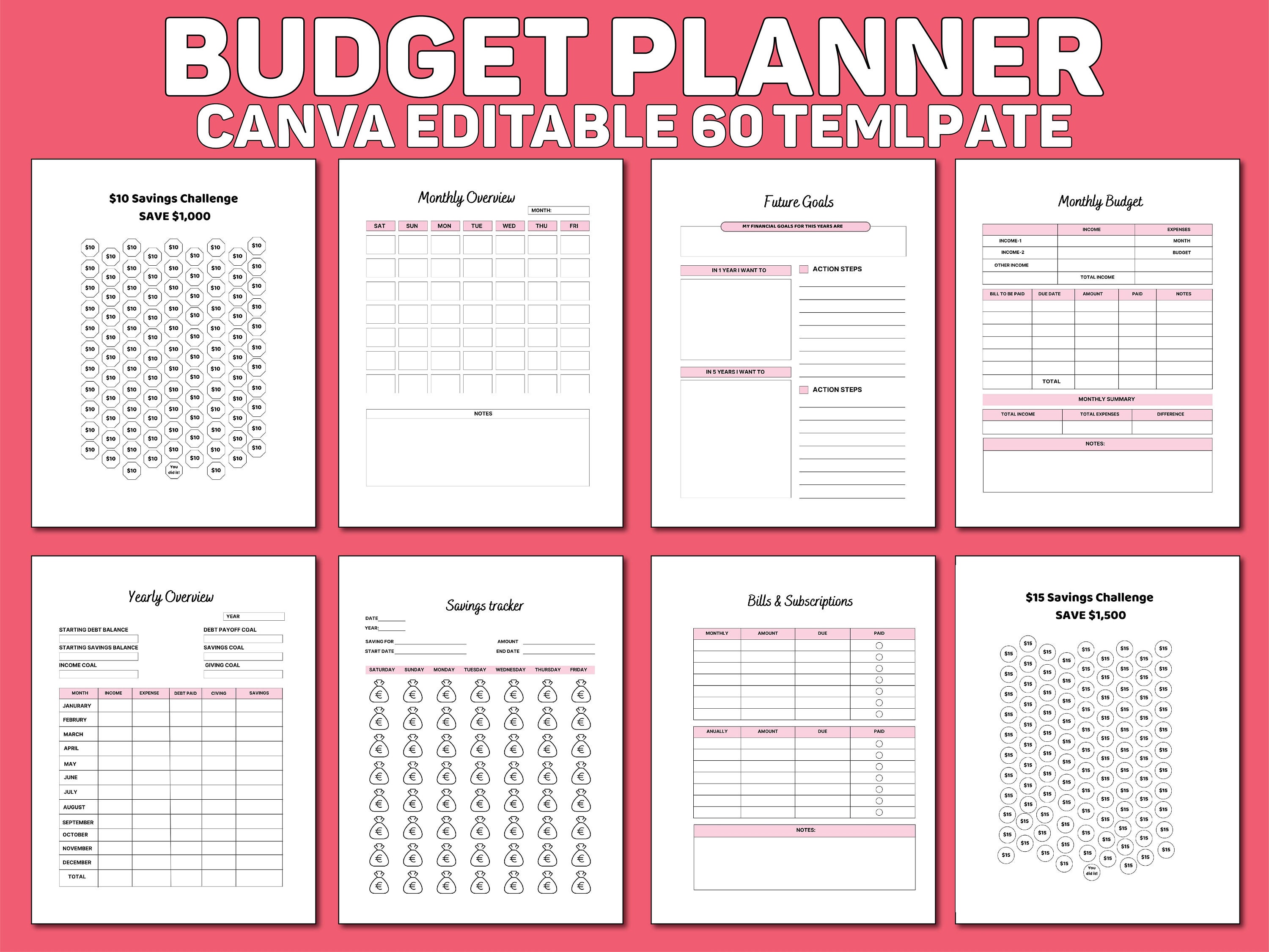 Editable Budget Planner Bundle Digital PDF, Fillable Budget Tracker ...