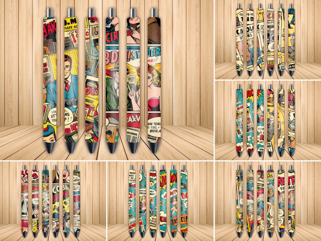Retro Vintage Comics Bundle Pen Wraps, Pen Wrap Bundle, Pen Wrap ...