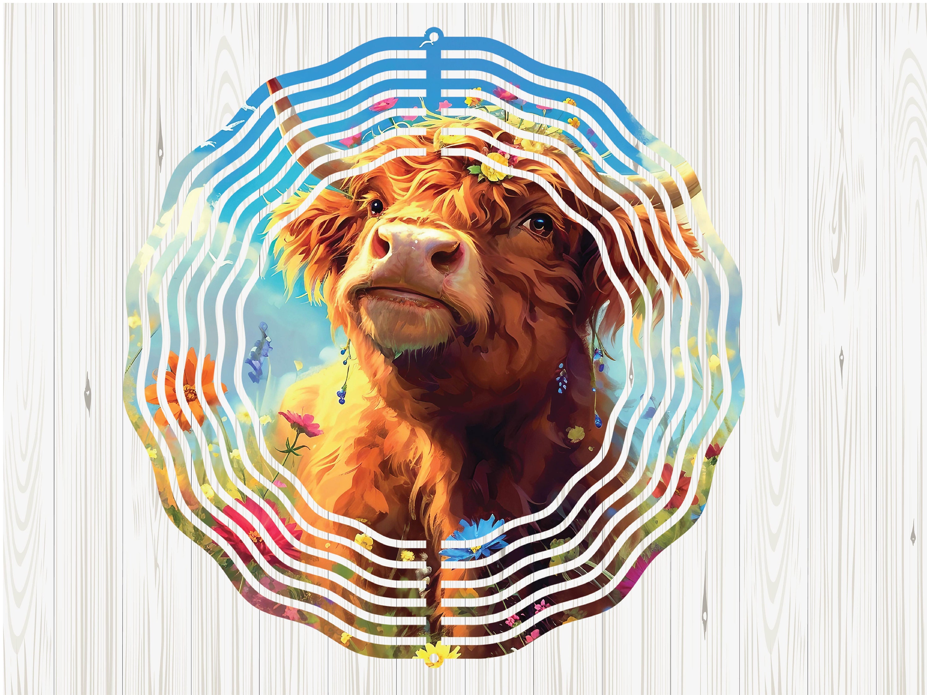 24 Highland Cow Wind Spinner Bundle, Round Wind Spinner Sublimation ...