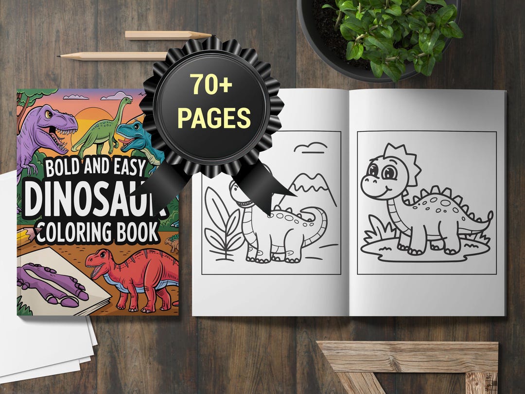 Bold and Easy Dinosaur Coloring Pages, Set of 70+, Creative Activity ...