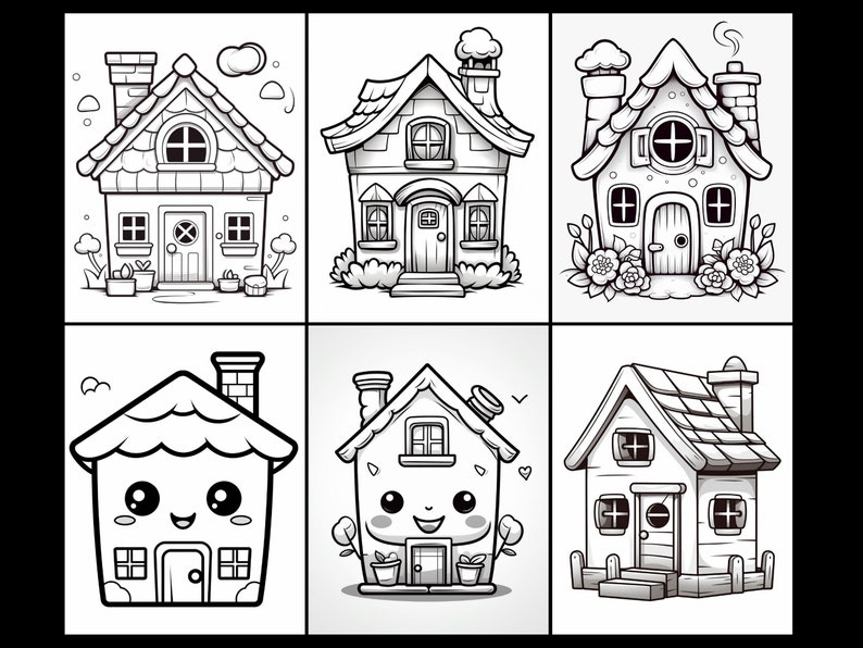 60 Kawaii Tiny Houses Coloring Book, Coloring Pages & 8 Covers to Relax ...