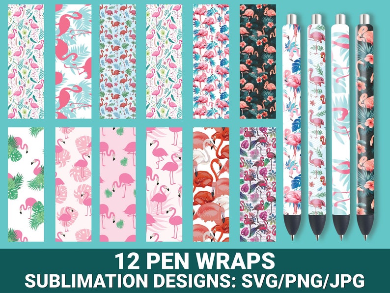 Pen Wrap Design, Flamingo Pen Wraps, Pen Wraps Flamingo, Epoxy Pen Wrap ...