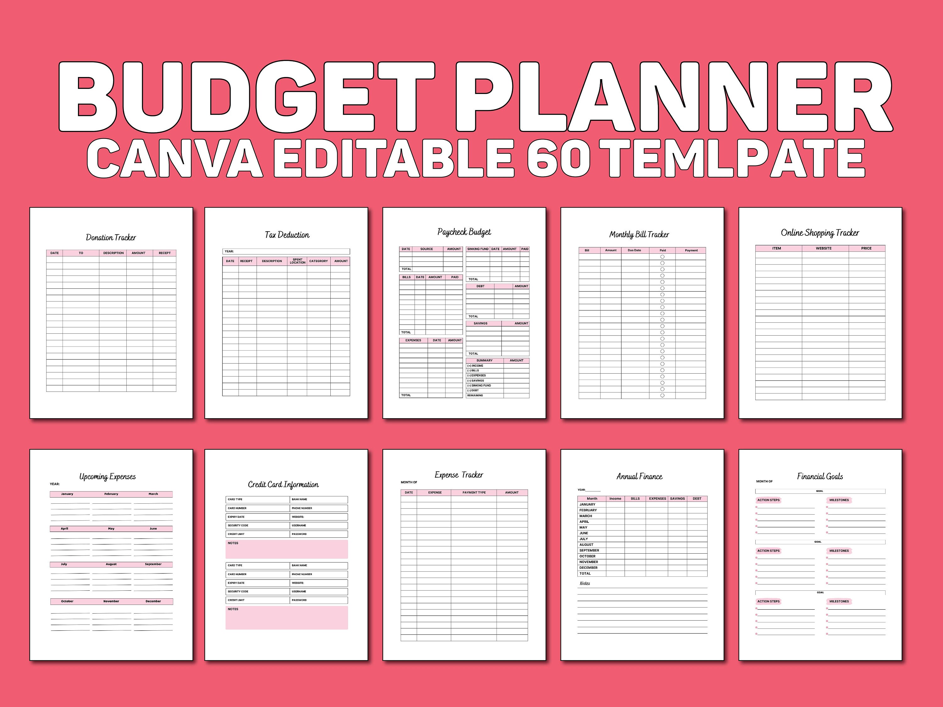 Editable Budget Planner Bundle Digital PDF, Fillable Budget Tracker ...
