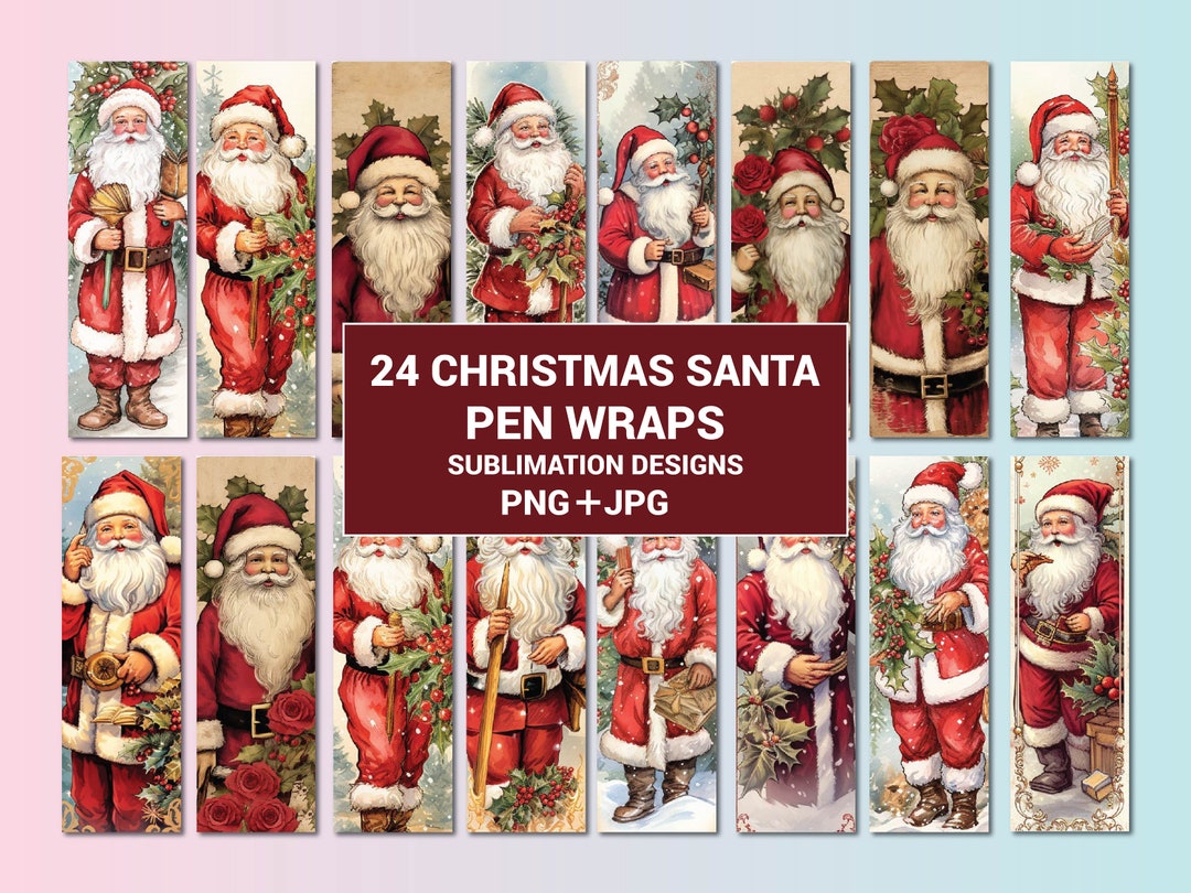 Christmas Santa Pen Wrap Epoxy Bundle, Epoxy Pen Wrap, Printable Vinyl ...