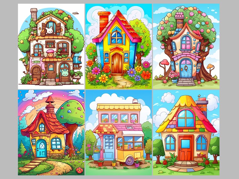 50 Kawaii Tiny Houses Coloring Book, Coloring Pages to Relax and Unwind ...