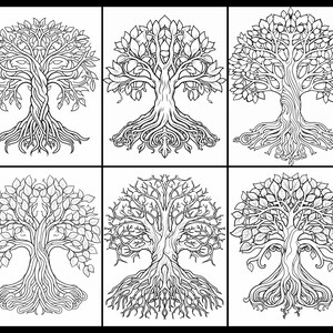 50 Tree Root Coloring Pages, Stress Relieve Mandalas, Printable ...