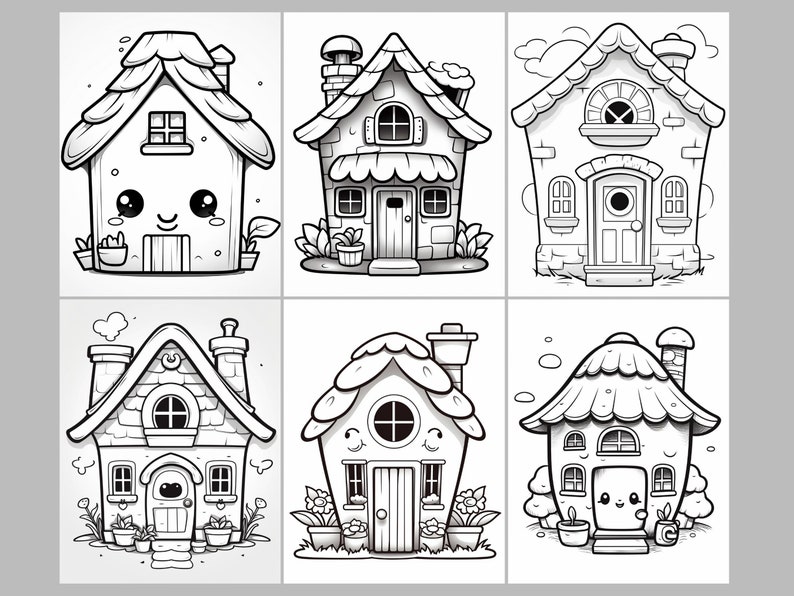 50 Kawaii Tiny Houses Coloring Book, Coloring Pages to Relax and Unwind ...
