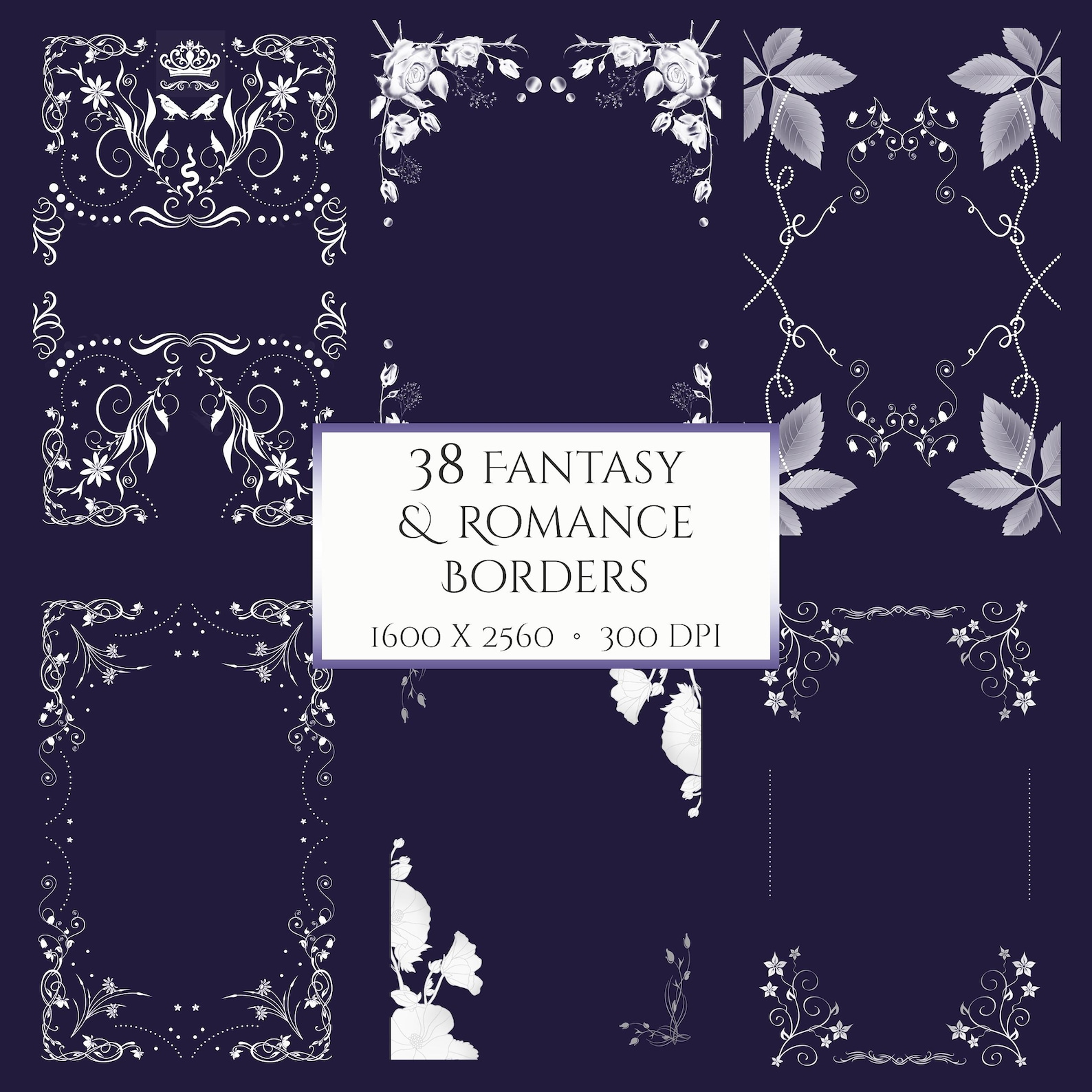 38 Fantasy Art Borders - Ornate PNG Clipart Set (digital Download) - Etsy