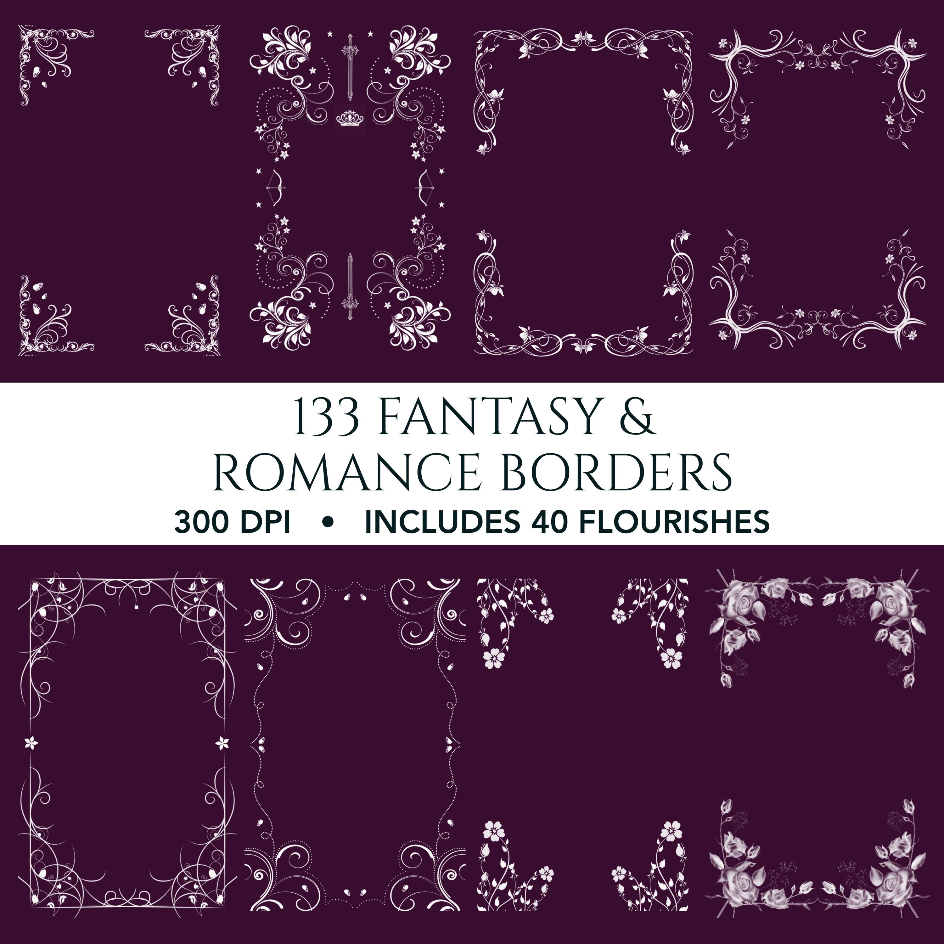 133 Fantasy Art Borders & 40 Flourishes - Ornate PNG Clipart Set ...