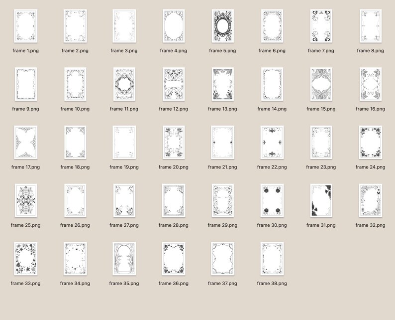 38 Fantasy Art Borders - Ornate PNG Clipart Set (digital Download) - Etsy